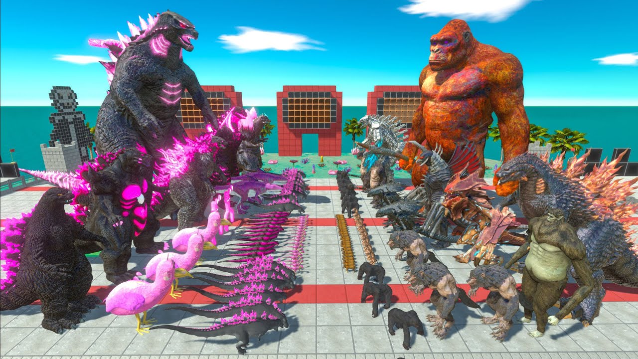 King of Monster War - Team Pink GODZILLA 2014 The New Empire VS Team ...
