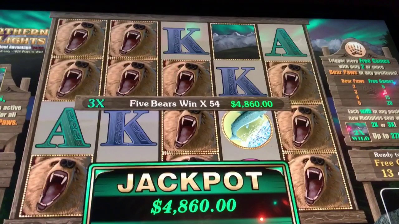 Dream Hit Handpay Jackpot Northern Lights Bear Paw Slot Machine - YouTube