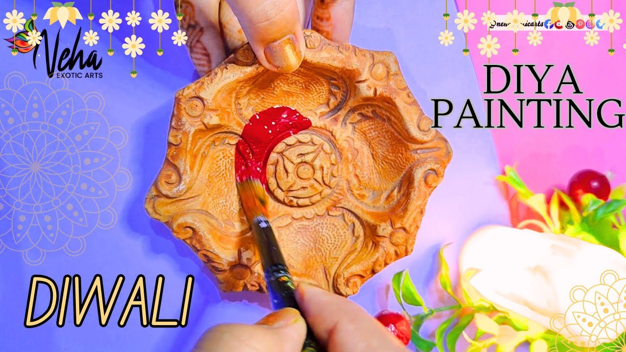 Diya Painting on Diwali / Easy Diwali Diya DIY / Diya Decoration Ideas ...