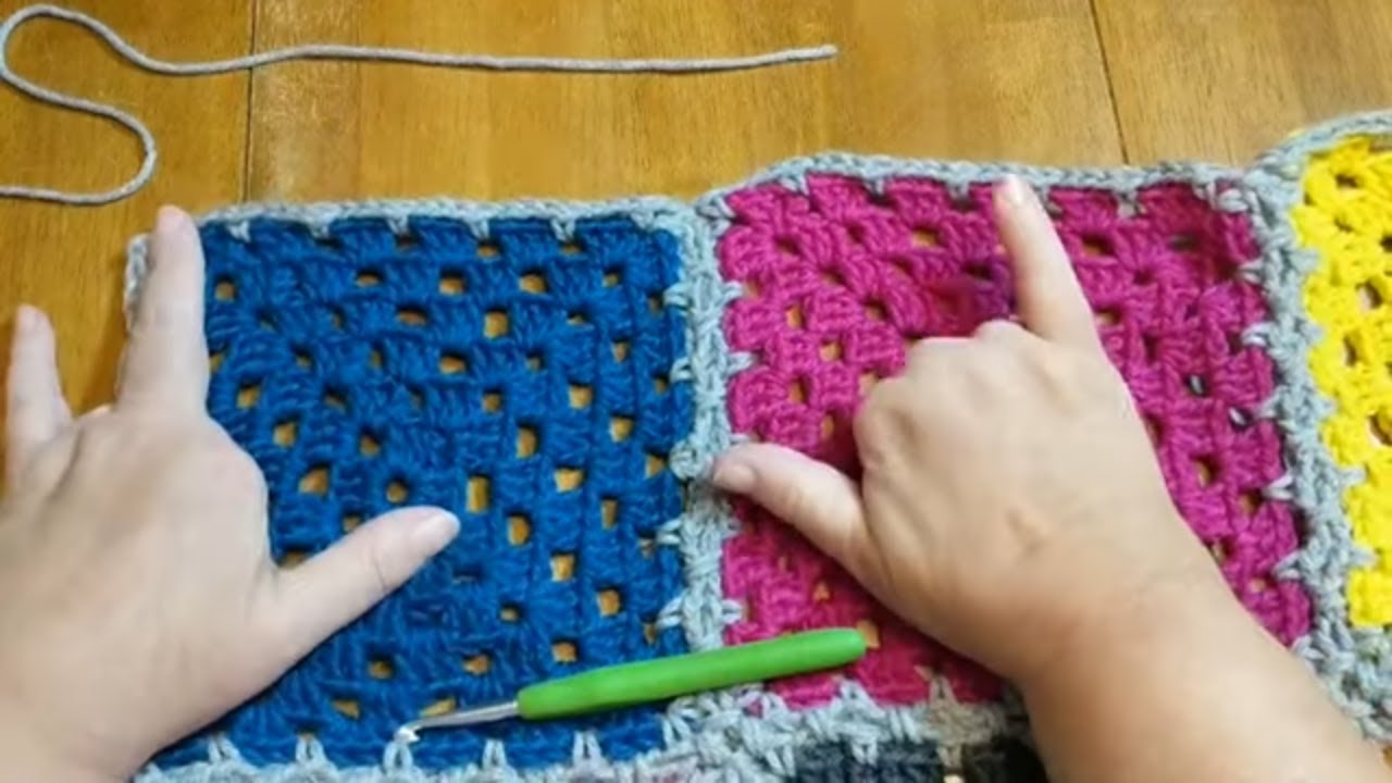 Adding The Border On My Blanket Of Granny Squares * Part 3 - YouTube