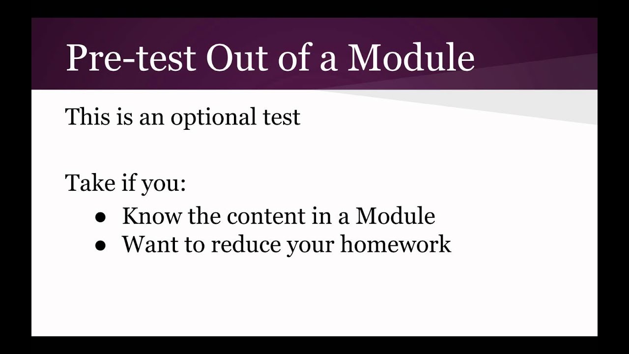 Pre-Test Out of a Module - YouTube