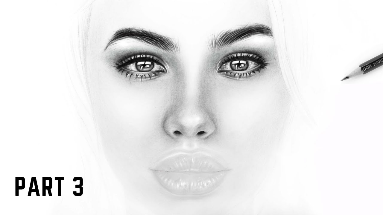 How to draw a portrait: real time tutorial with full voiceover [PART 3 ...