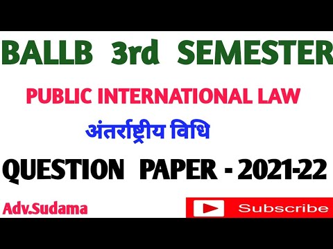 BALLB 3rd Semester Public International Law Question Paper- 2019-20 ...