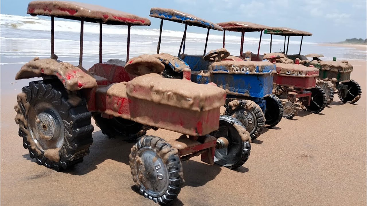 4 Mini Tractors In Beach Sand Diy Tractor Videos - YouTube