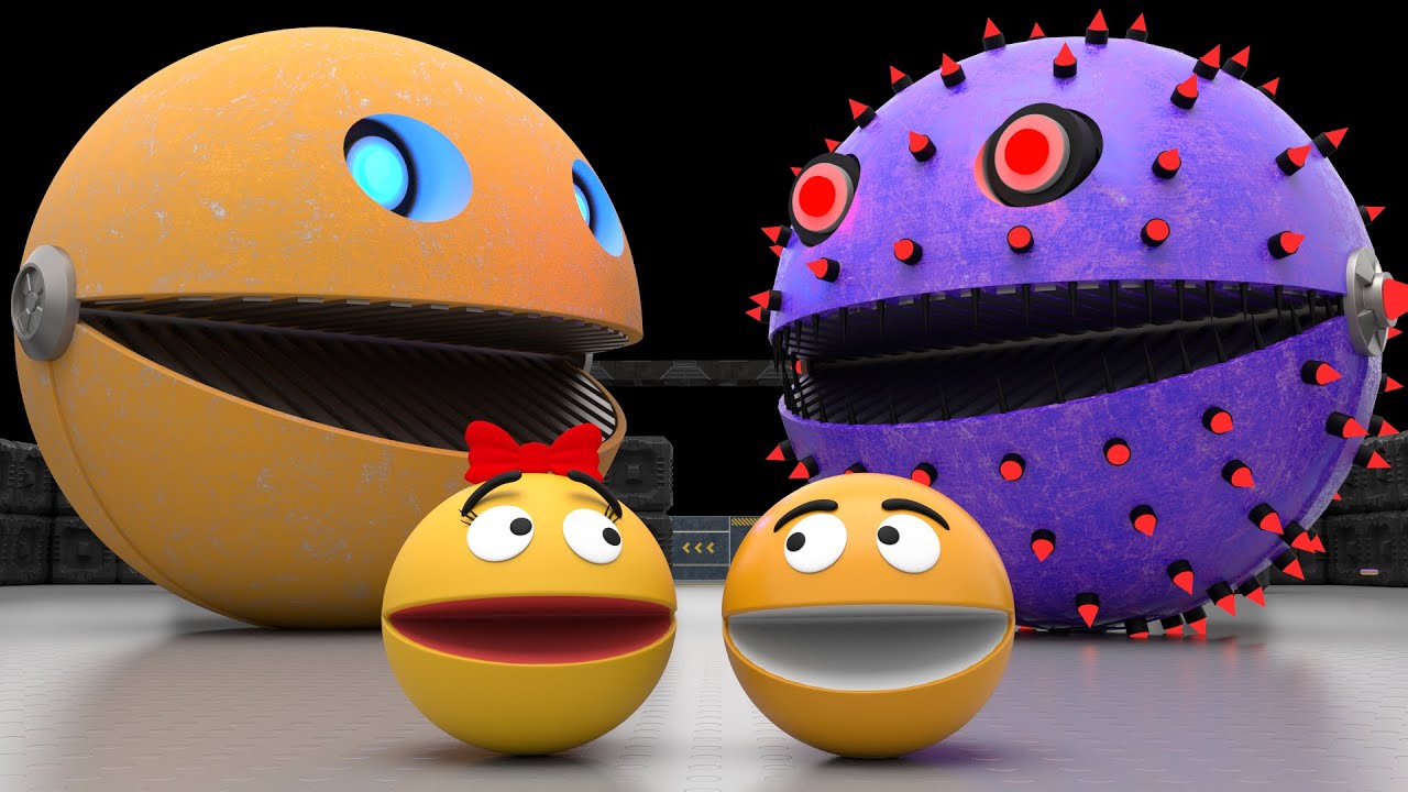 Pacman Robot Vs Monsters and Cartoon Cat - YouTube