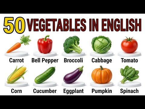 Learn 50 Vegetables in English 🥦 | Vegetable Names & English Vocabulary