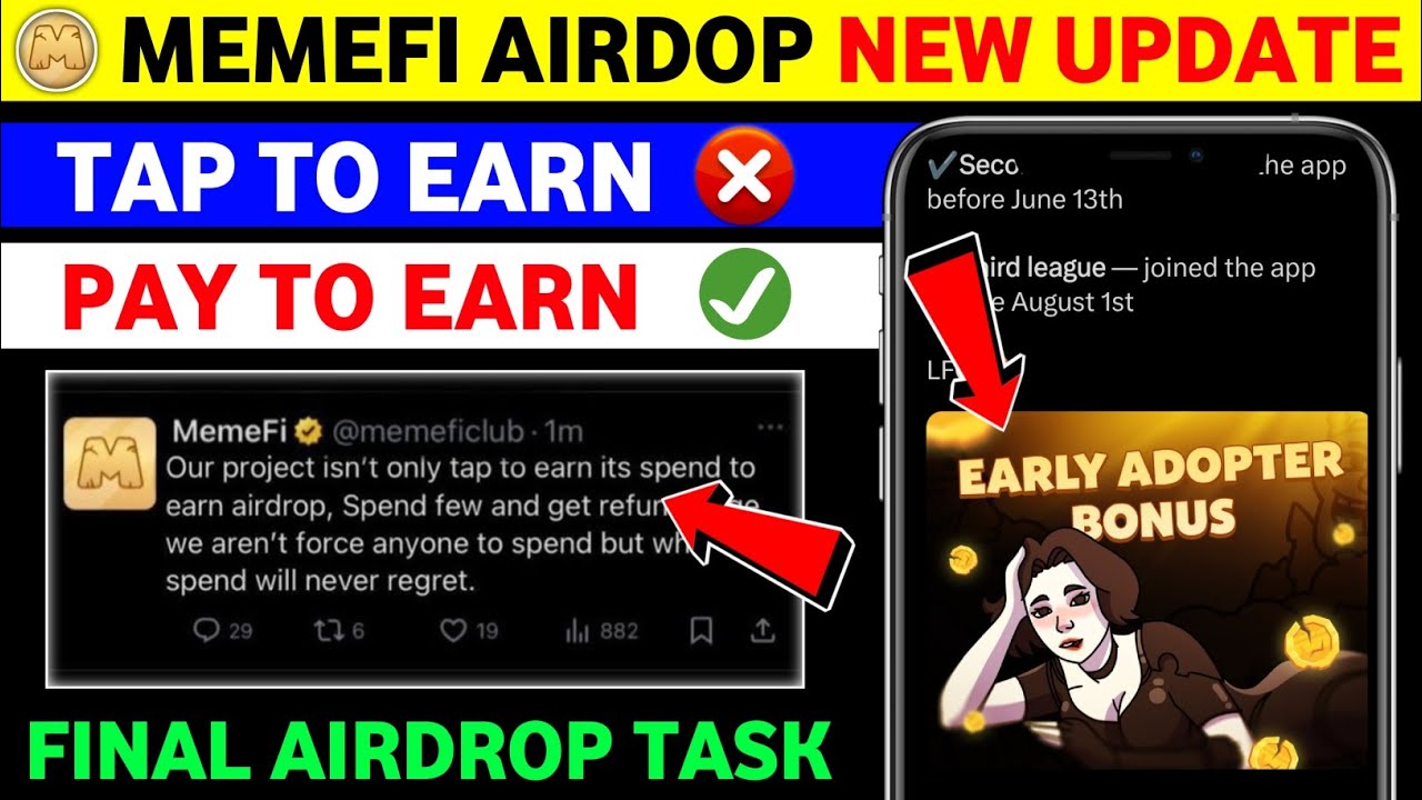 Memefi Airdrop new update today | memefi early adopter bonus | memefi ...