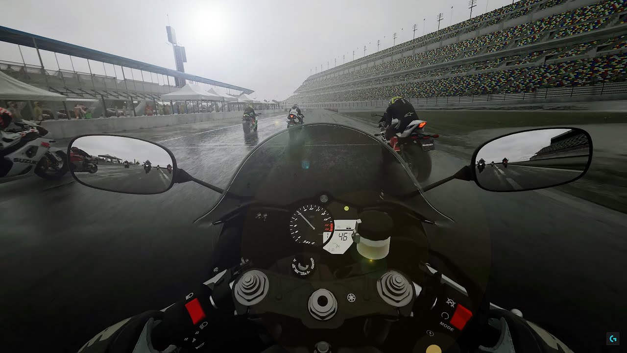 YAMAHA R1 2014 AGGRESSIVE GAMEPLAY | RAINY RIDE | FULL ENJOY RACE (4K60 ...
