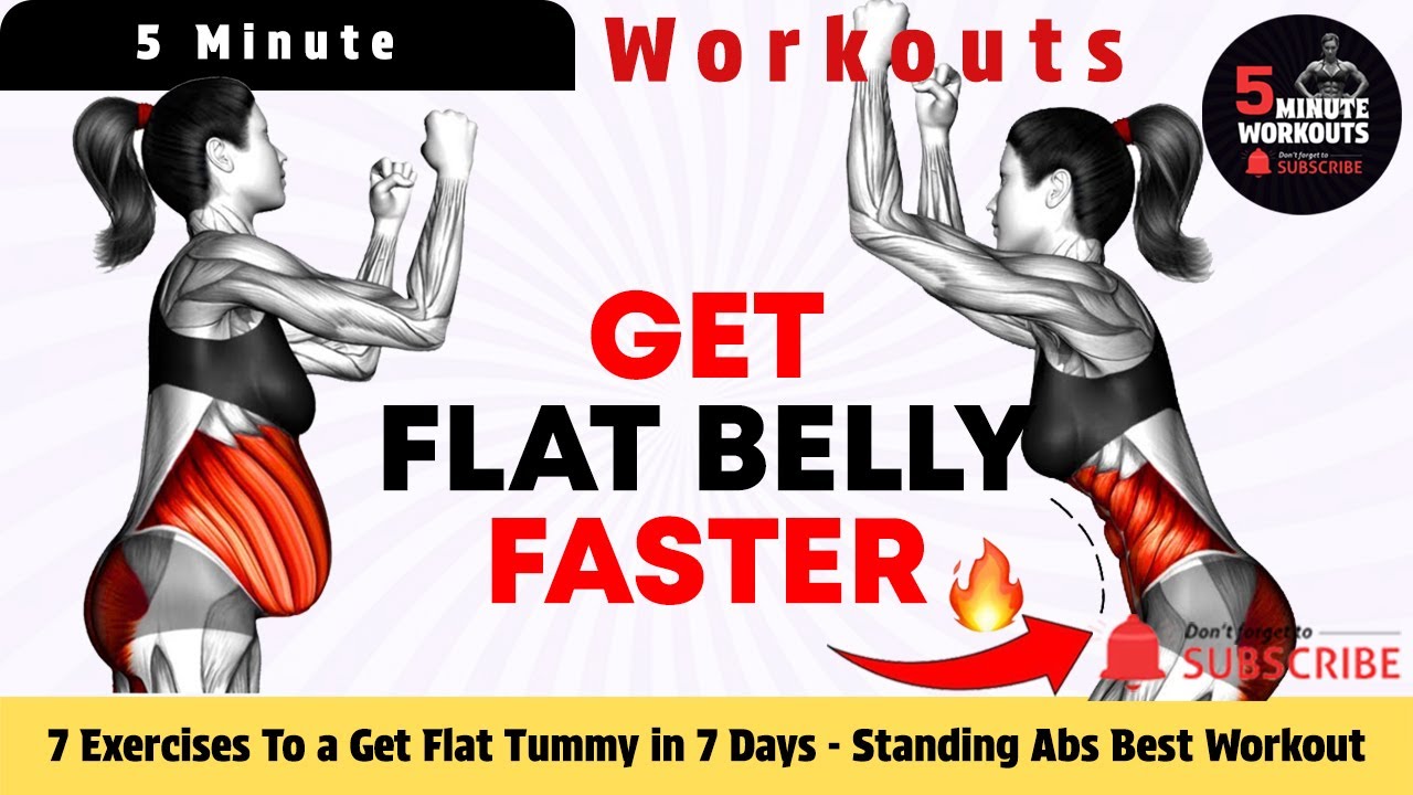 7 Exercises To a Get Flat Tummy in 7 Days - Standing Abs Best Workout ...