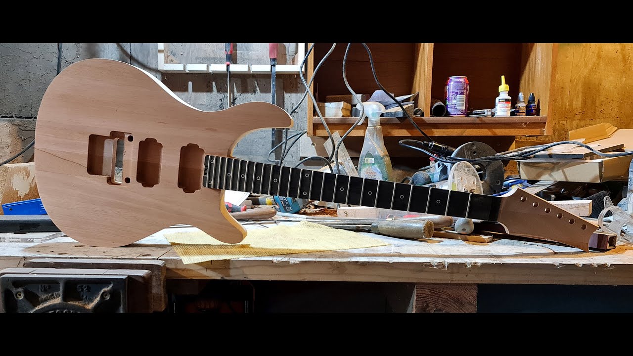 Mahogany neck through part 10 Carving the top - YouTube