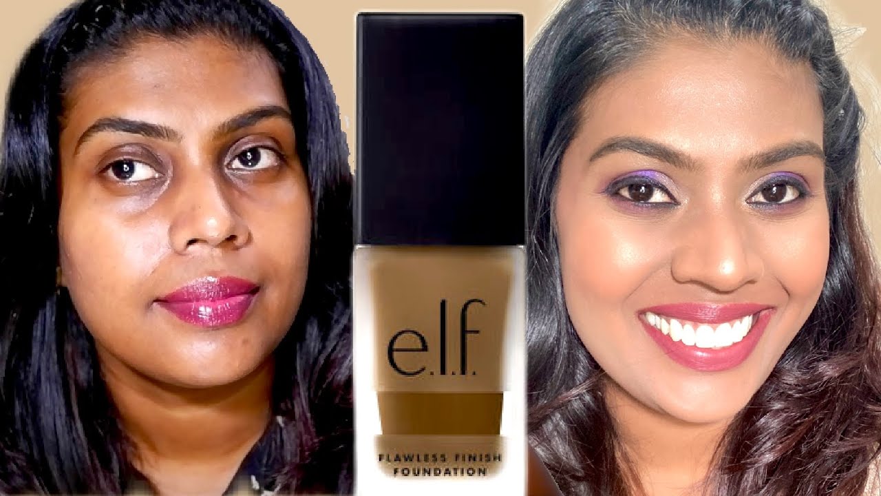 ELF FLAWLESS FINISH FOUNDATION |CARAMEL|SWATCH & REVIEW|SKIN LIKE SATIN ...