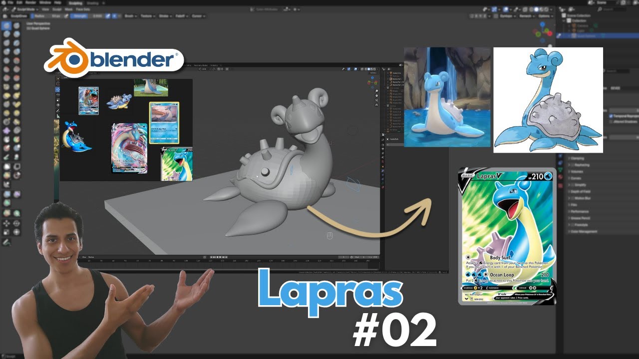 (Day 2) Blender Sculpting: Lapras (Pokémon) - Creating the pose - YouTube