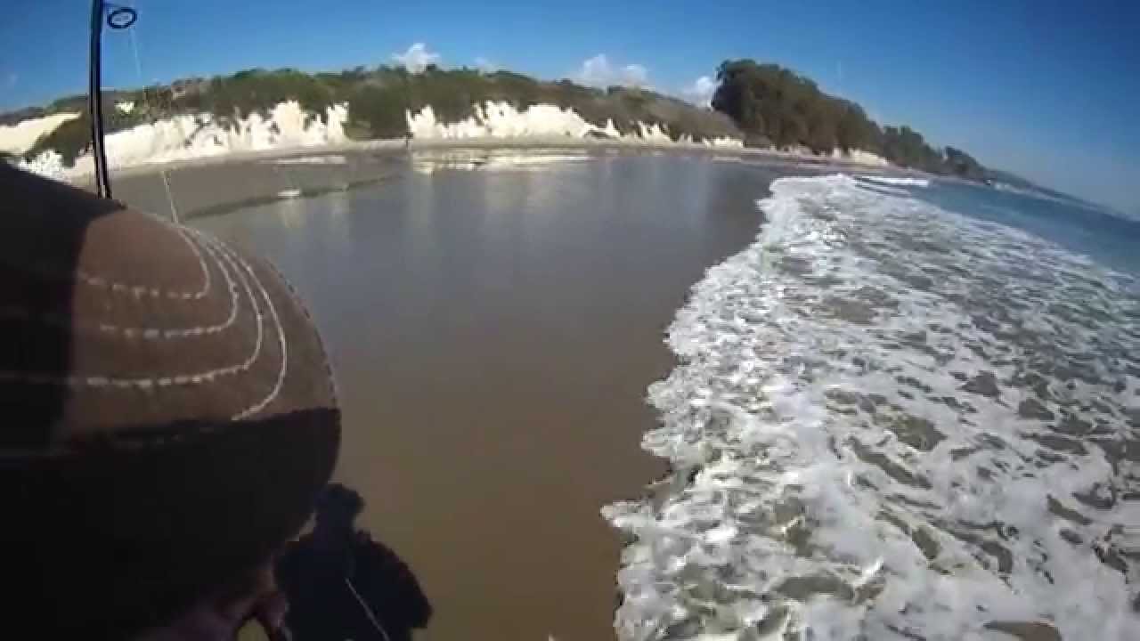 Surf fishing 19" halibut Goleta Beach, CA (Released) - YouTube