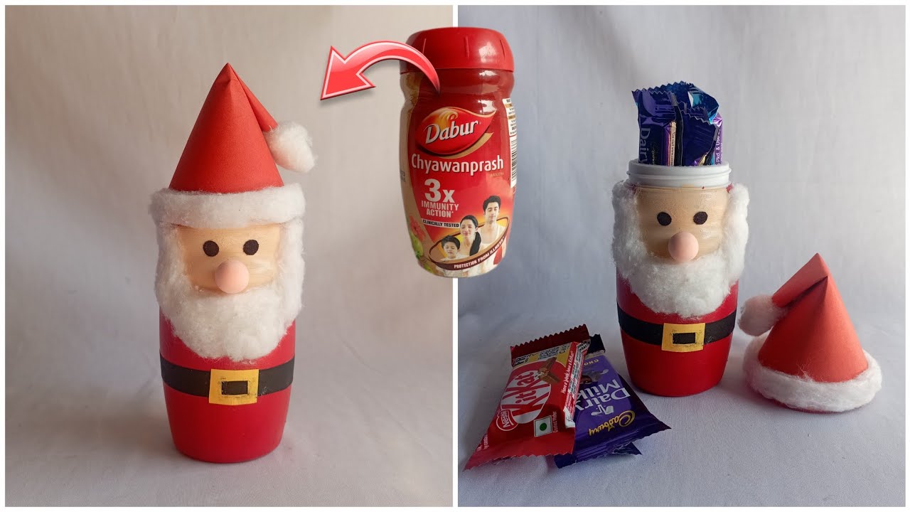Santa Claus Making From Waste Plastic Bottle | Santa Gift Box Idea ...