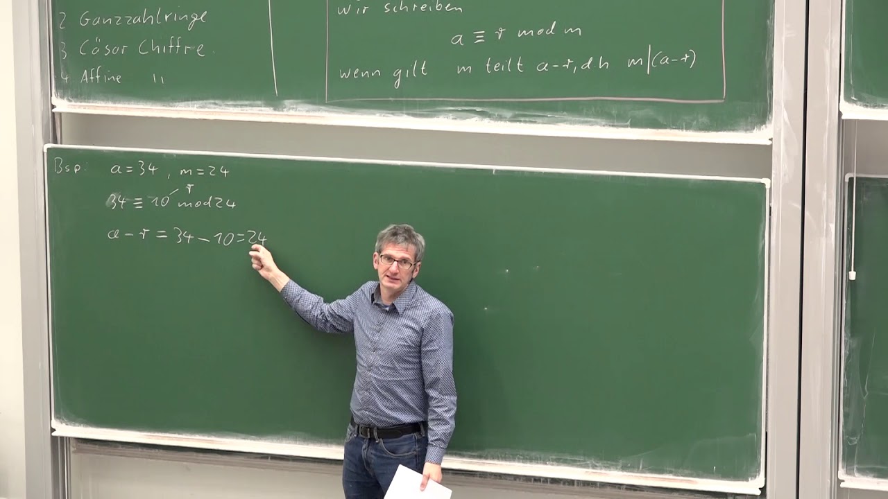 Vorlesung 2: Modulare Arithmetik und historische Chiffren von Christof ...