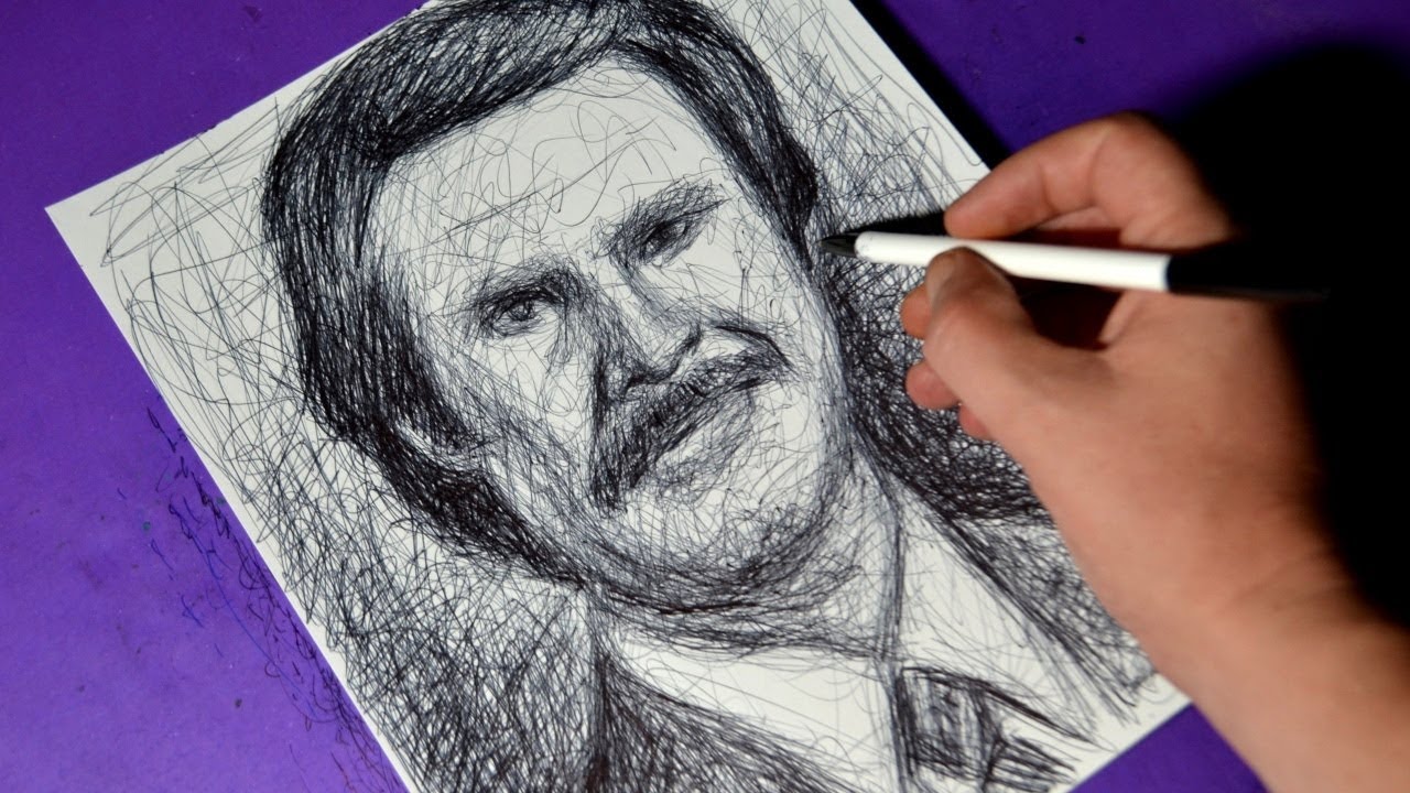 Scribbling Ron Burgundy / Will Ferrell / Ballpoint Pen Drawing ...