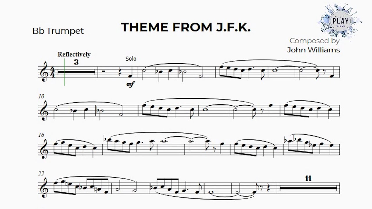 Play-Along for TRUMPET: Theme from JFK (J.Williams)🎞️🇺🇸🎶 No metronome ...