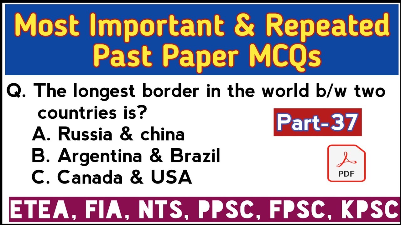 Most Important and Repeated Past Paper Mcqs||All Exams Asf, Fpsc, Nts ...