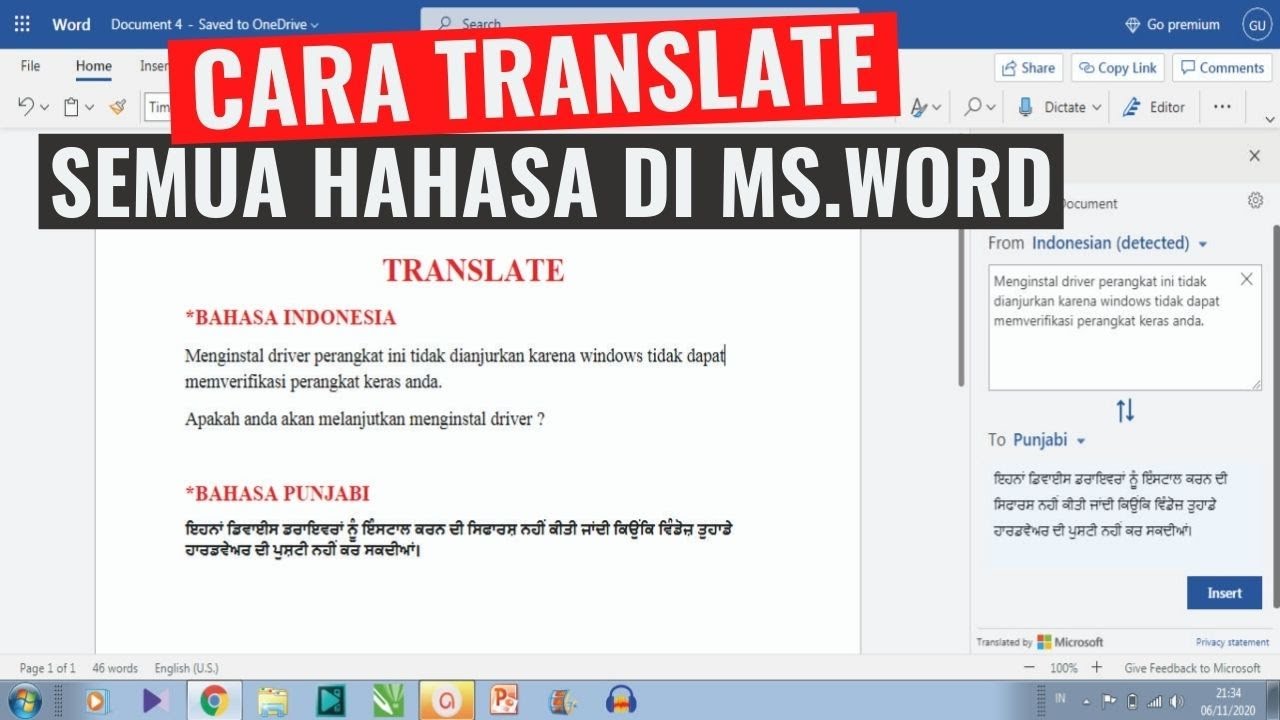 Cara Translate Semua Bahasa di Microsoft Word - YouTube