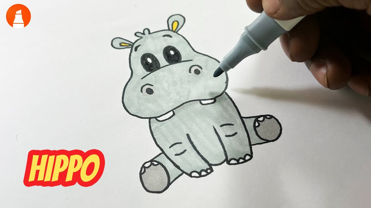 How to draw Hippo easy step by step - Andy Art Hub - YouTube