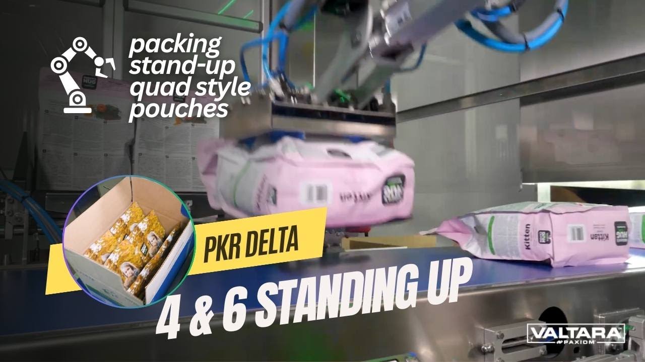 Packing Stand Up Quad-Style Pouches into Cases with PKR Delta Robot ...