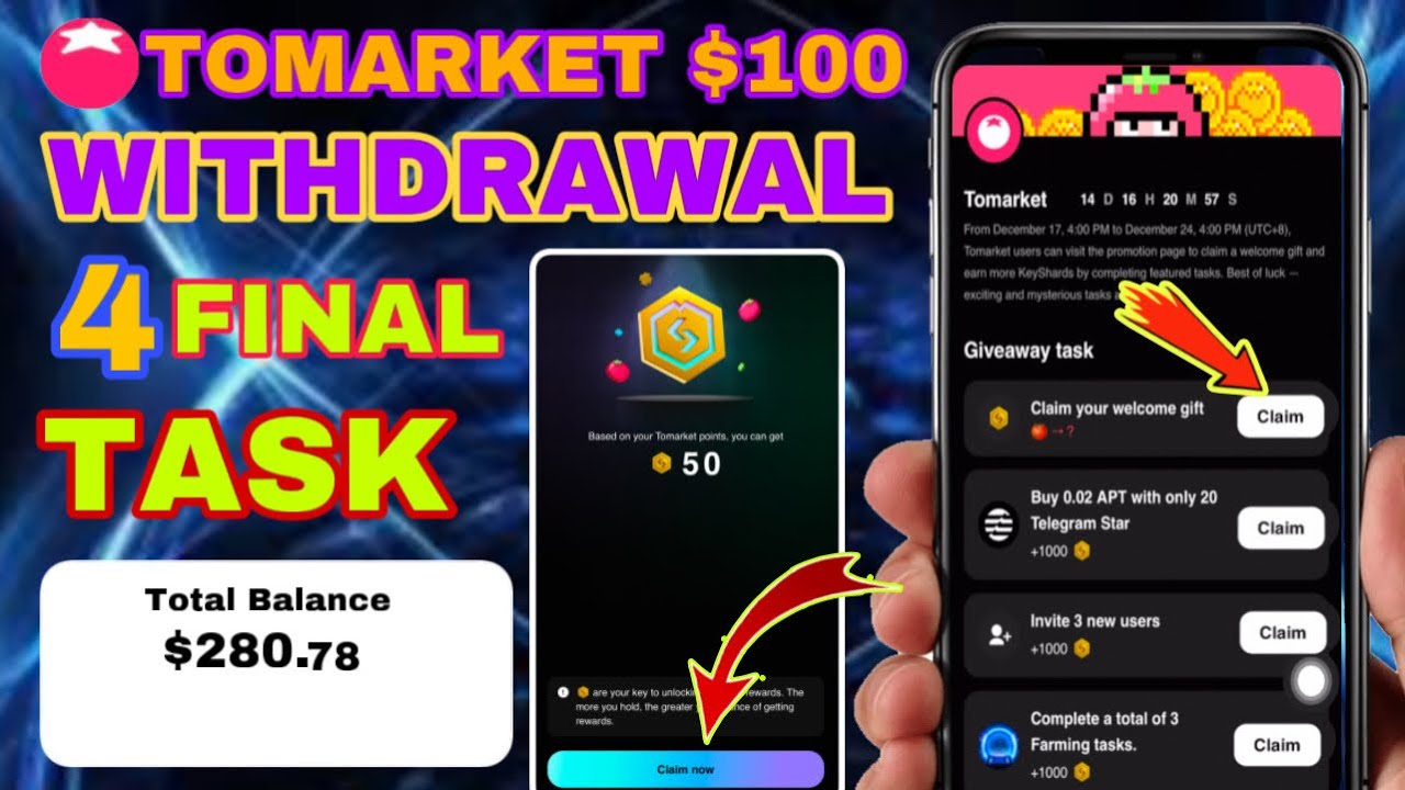 Tomarket Secret Code | Claim Extra $100 | Tomarket 4 Final Task ...