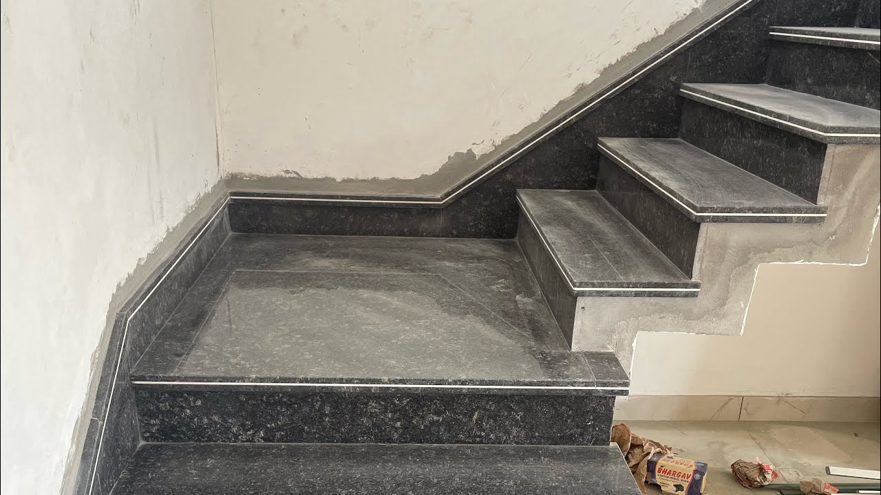Staircase Installation work || stairs Granite Marble design - YouTube