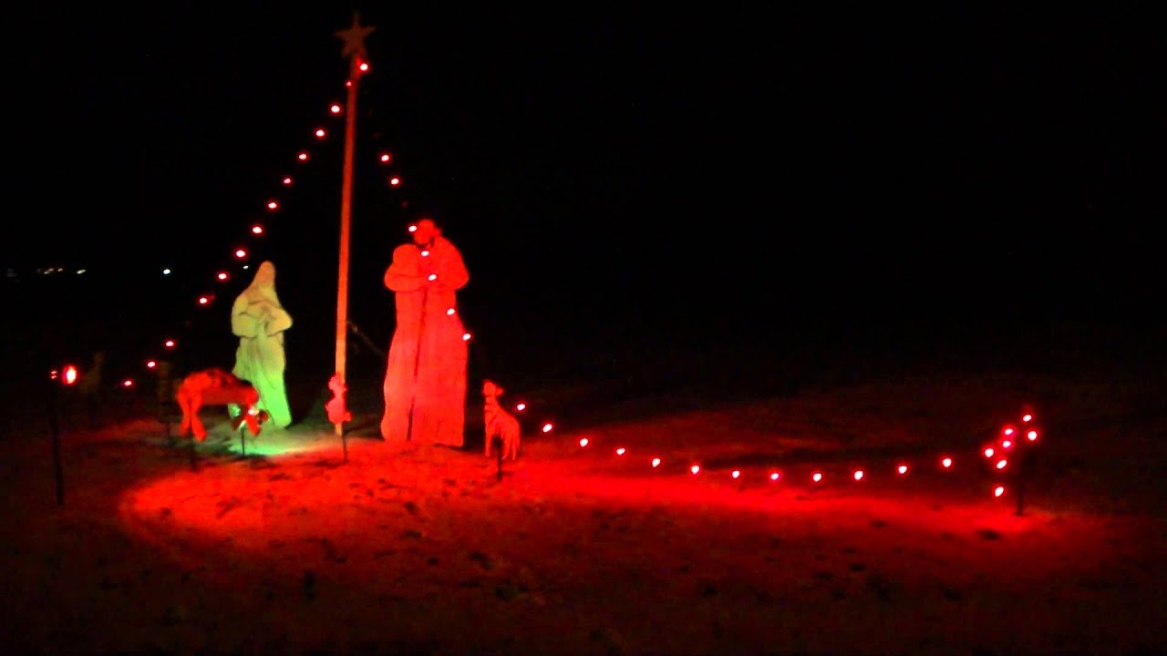 Homemade Plywood Outdoor Manger Scene With Lights - YouTube
