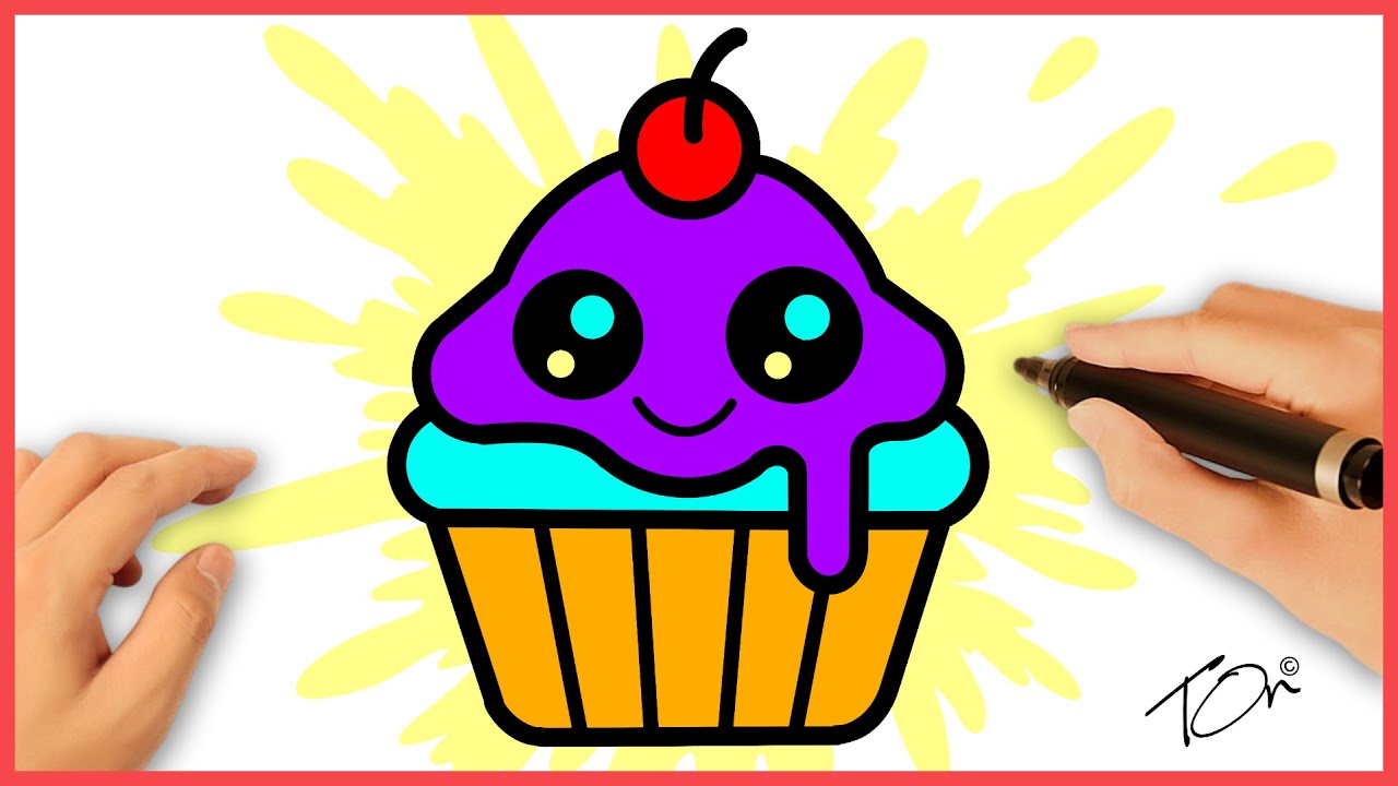 How to easily draw a kawaii cupcake - YouTube