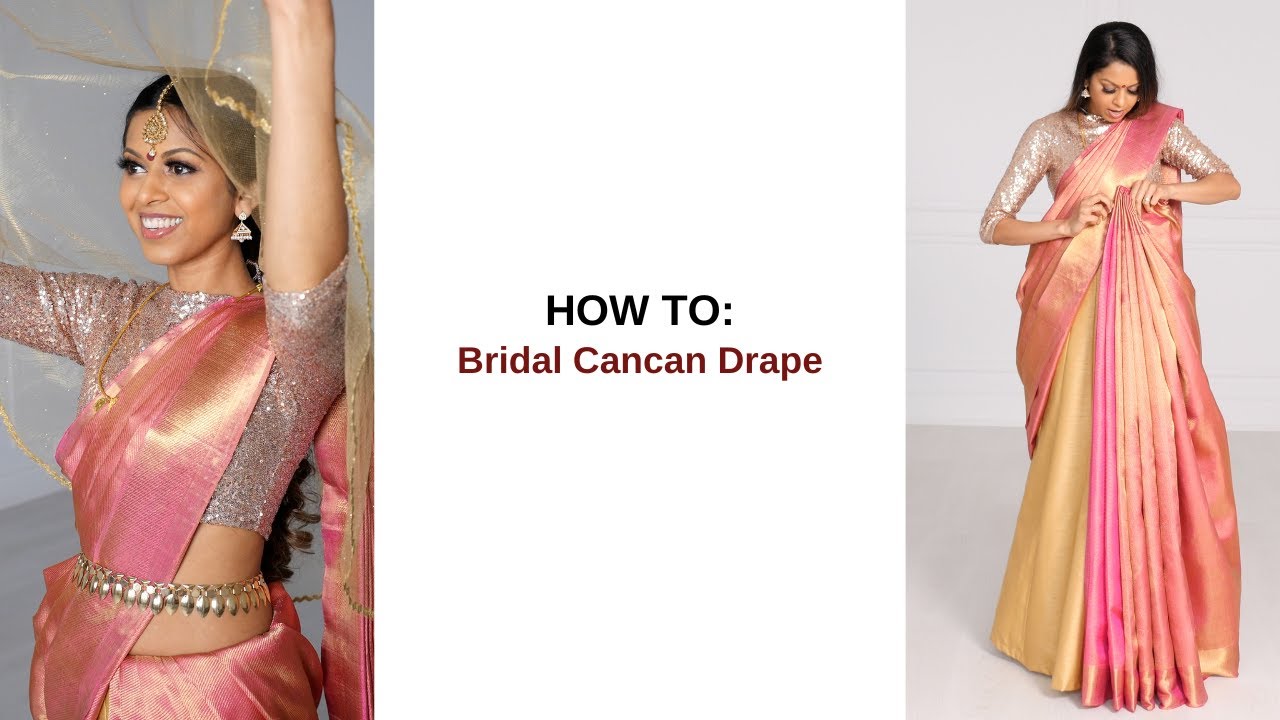 Bridal Cancan Drape | how to drape saree varamahalakshmi | How to Drape ...