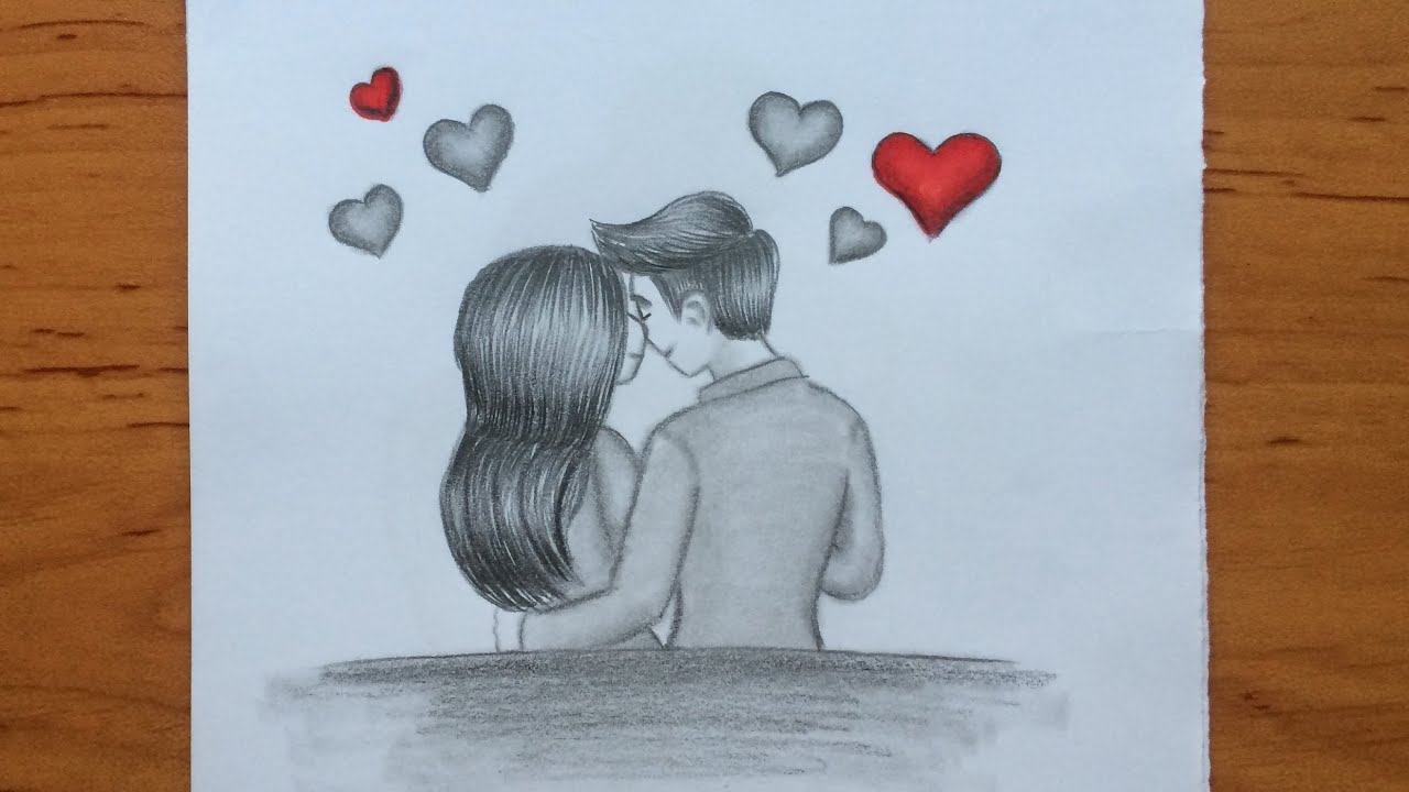 Couple drawing easy || Pencil drawing of a loving couple - YouTube