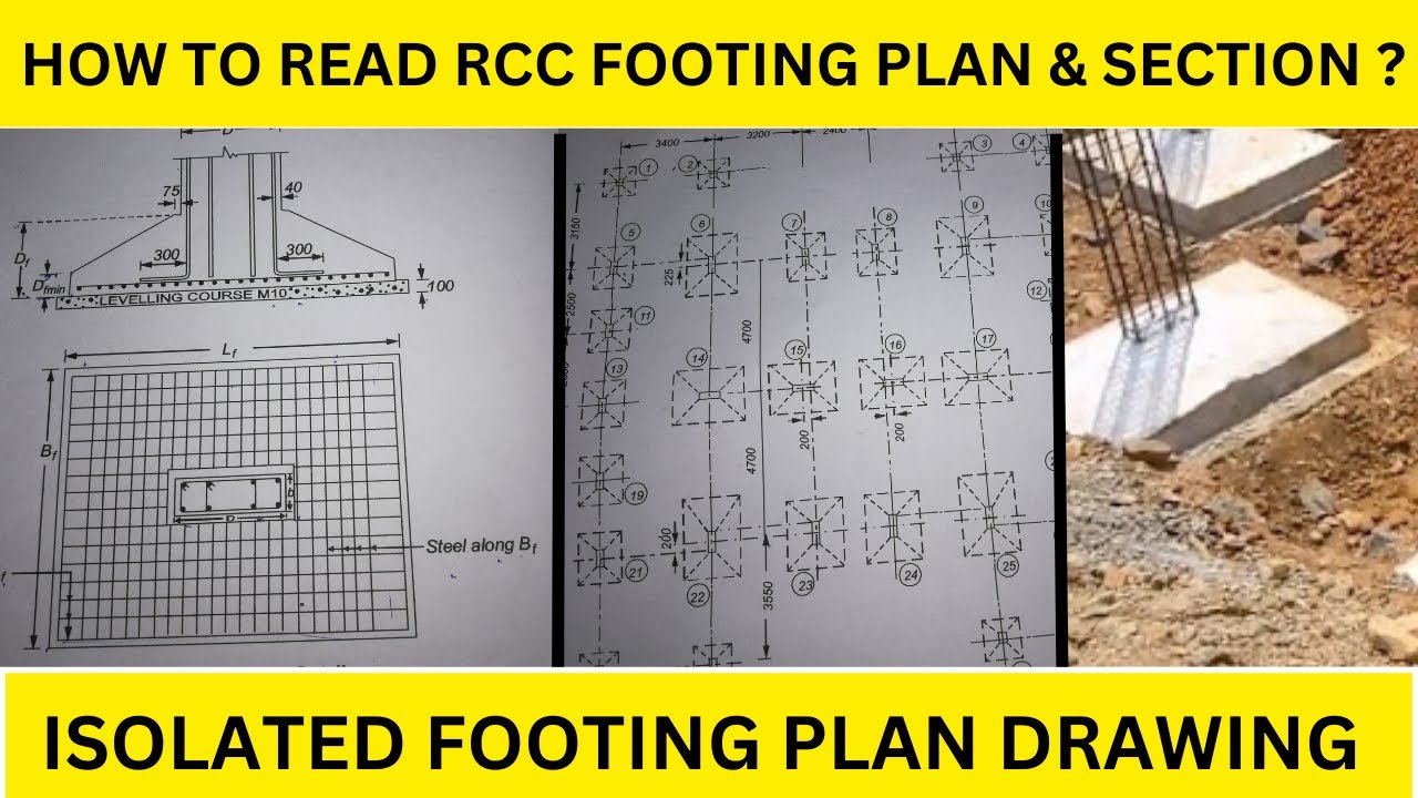 How to Read Rcc Footing Plan & Section Drawing / Foundation Drawing ...