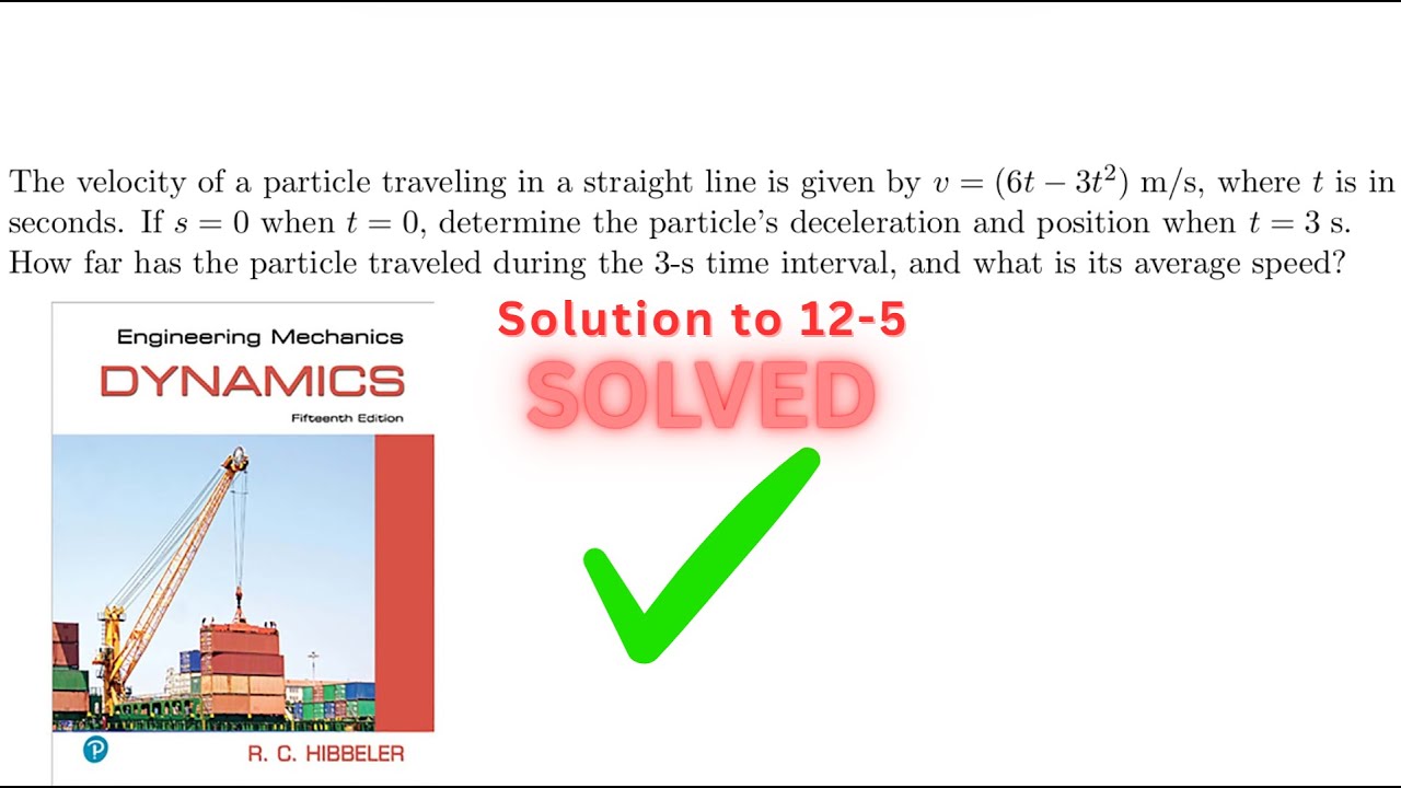 Dynamics Hibbeler 12-5 Solution | The velocity of a particle traveling ...