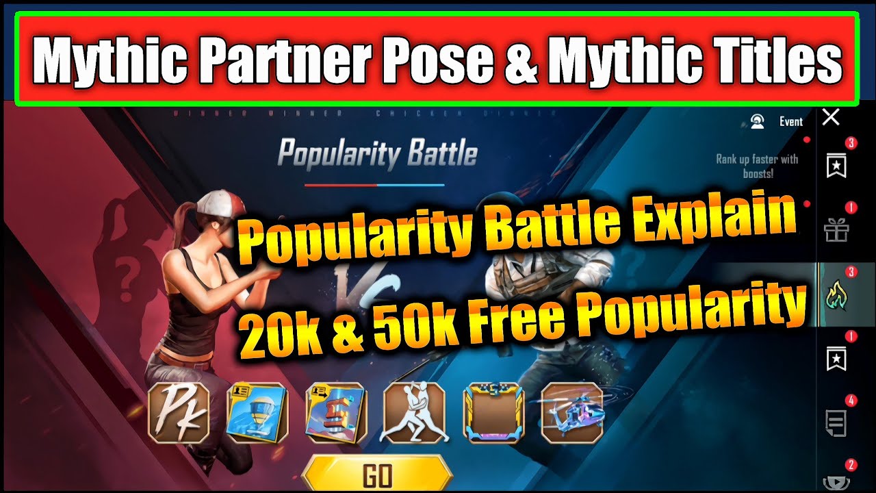 Popularity Battle Explain In PUBG | Get Permanent Mythic Pose & titles ...