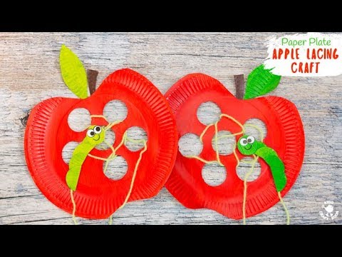 Paper Plate Apple Lacing Craft - YouTube