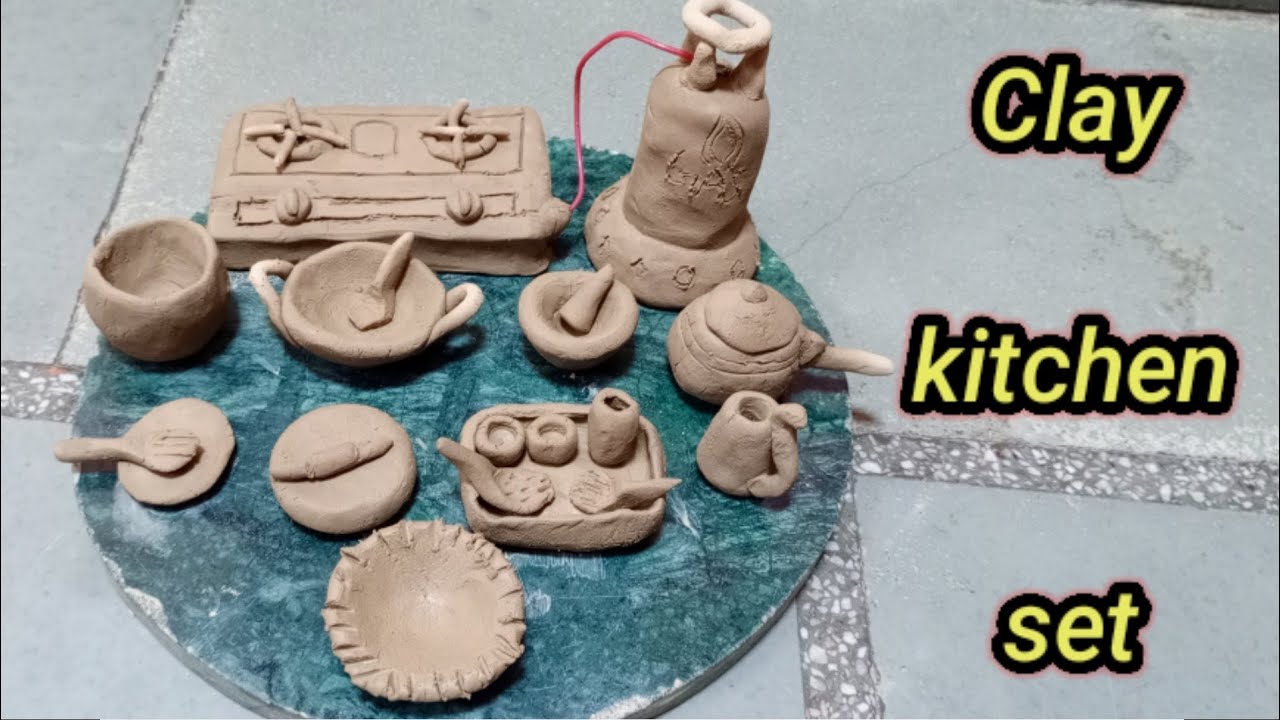 Miniature clay kitchen set | Amazing technique make handmade kitchen ...