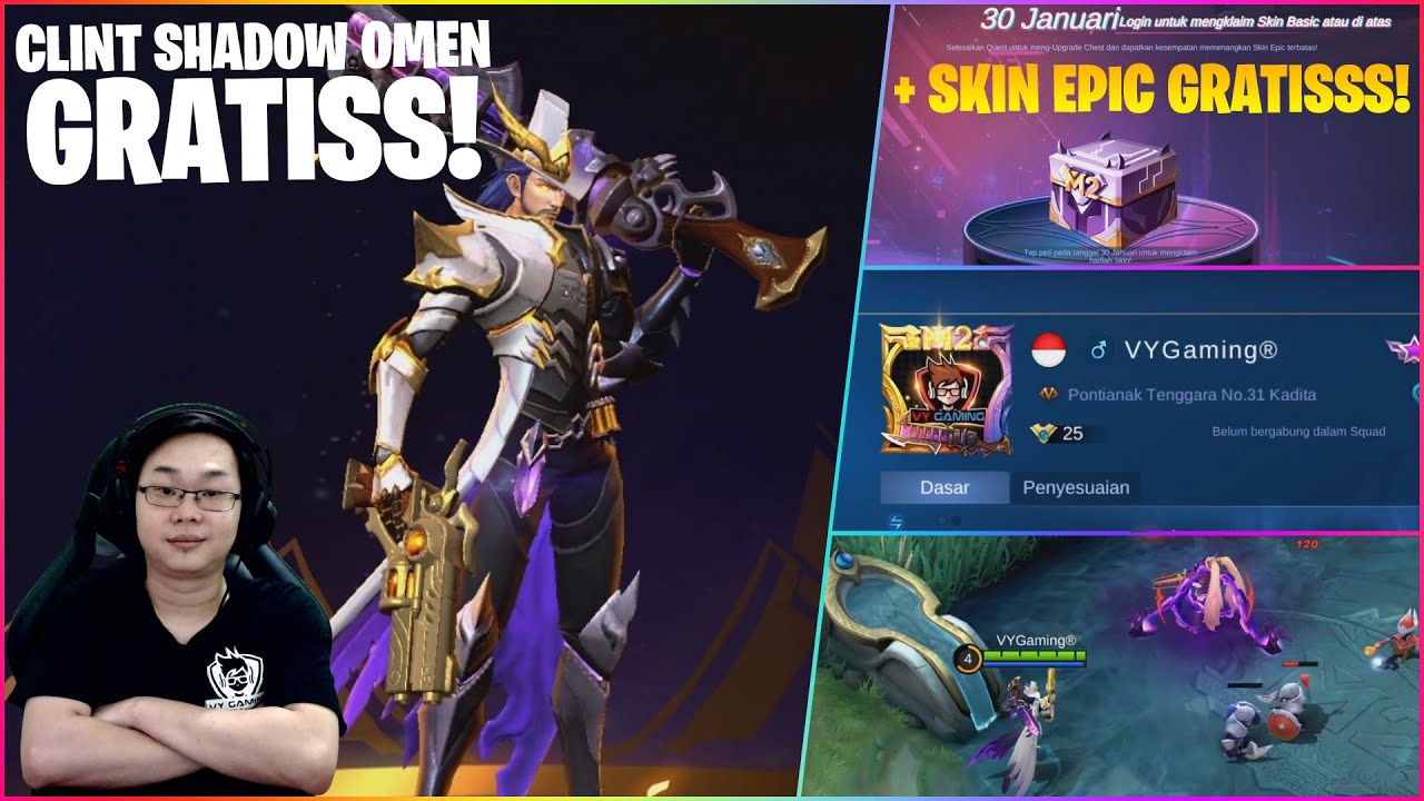 SKIN CLINT SHADOW OMEN GRATIS + SKIN EPIC GRATIS - MOONTON KEMBALI JADI ...