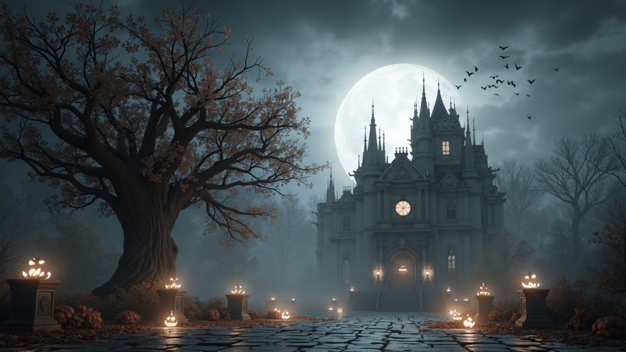 Halloween Piano Music - Haunted Mansion Ambience with Eerie Moonlight ...