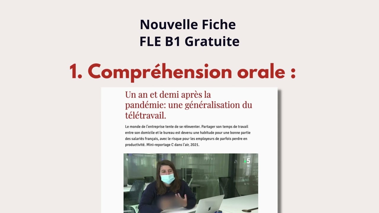 Le télétravail - Fiche FLE B1 - YouTube