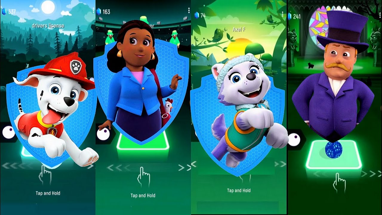 Paw Patrol in Tiles Hop Game _ MARSHALL 🆚 MAYOR GOODWAY 🆚 EVEREST 🆚 ...