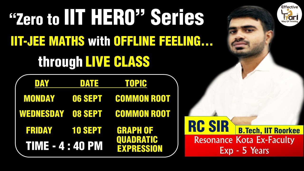 Iit Jee Live Quadratic Equation Zero To Iit Hero Series Youtube