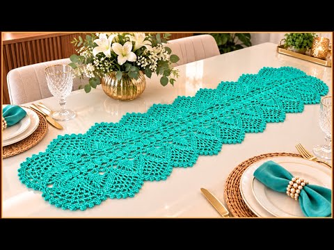 Lüks ve Kolay Tığ İşi Masa Örtüsü | Paso a Paso | Easy Crochet Table Runner Step by Step