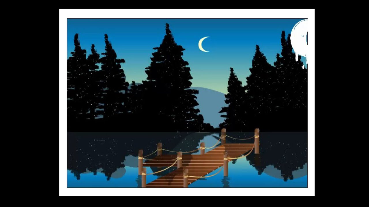 How to draw fishing dock night scenery Vector Illustration I Adobe ...