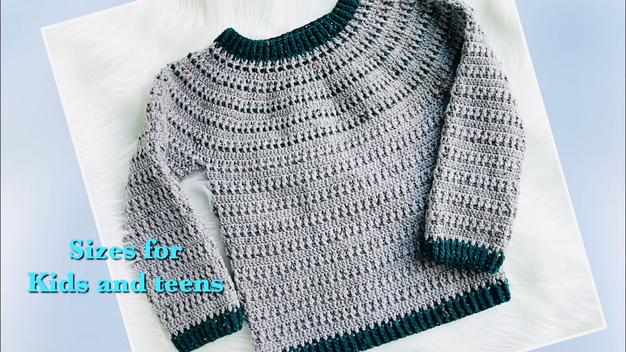 Crochet Sweater for children and teens VARIOUS SIZES HOW TO CROCHET ...
