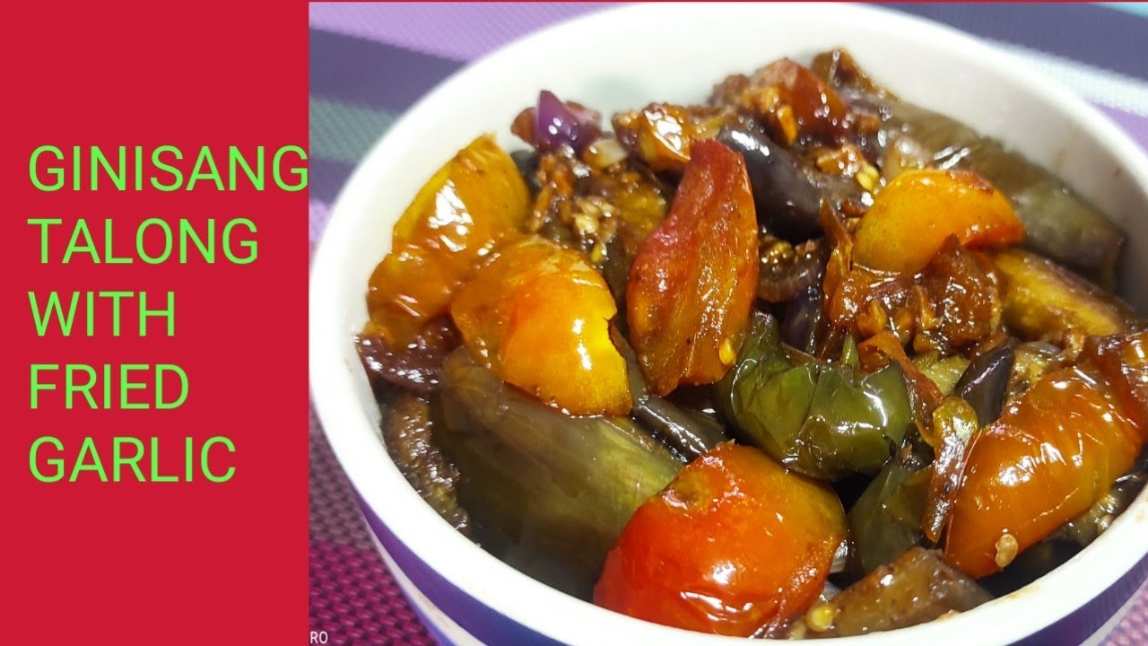 ginisang talong wth fried garlic - YouTube