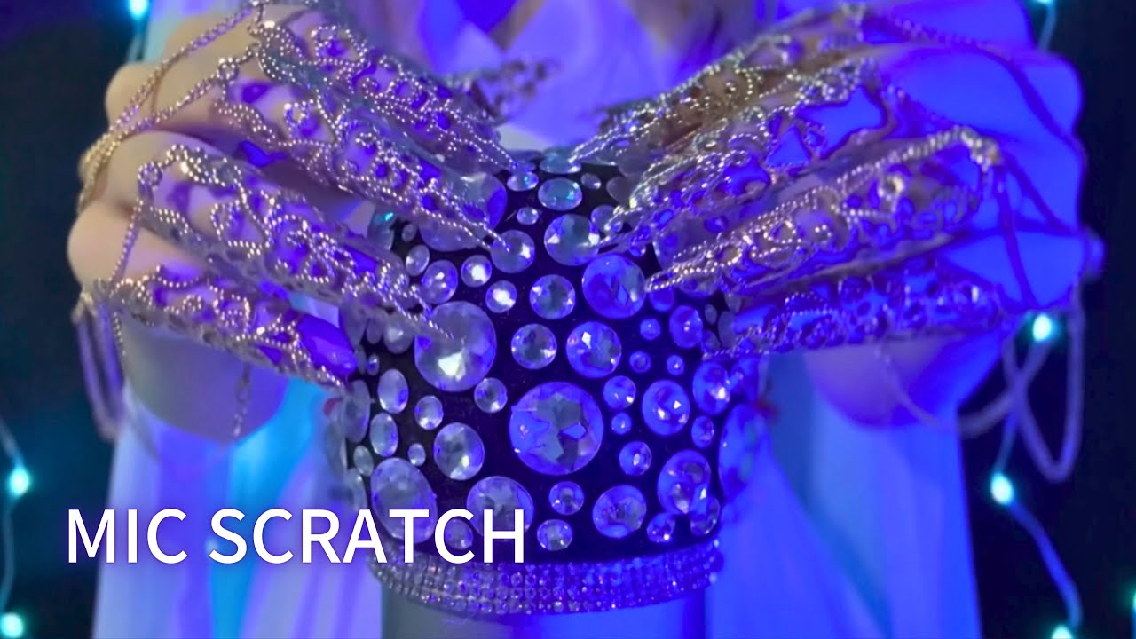 ASMR Mic Scratching and Tapping🌟Diamond Rhinestone Mic Cover💎(No ...