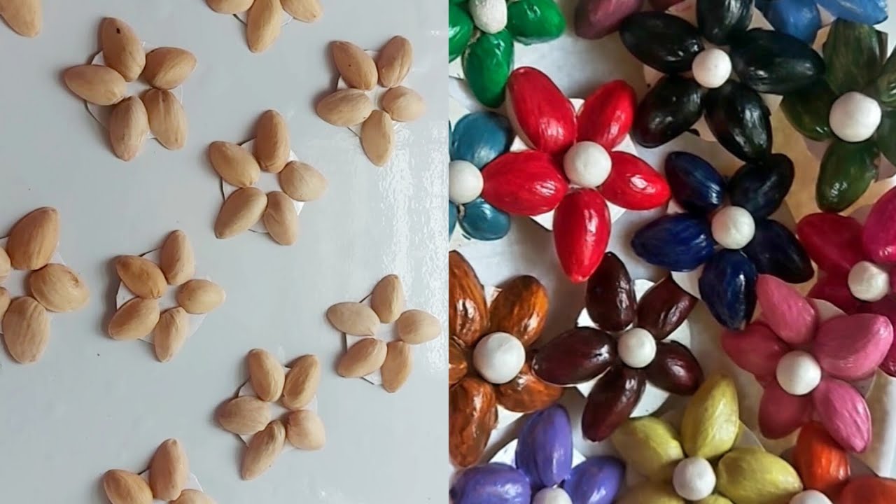 How to make pista shells flowers | pistachio shells flowers | making ...