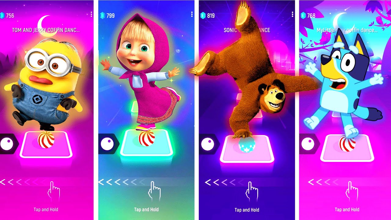 Minions vs Masha and The Bear vs Grizzy and The Lemmings vs Bluey Tiles ...