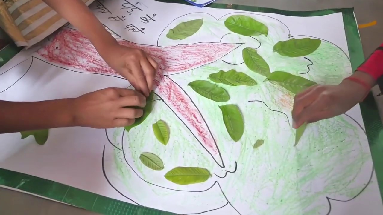Drawing & Pasting Activity(Hindi) - पेड़ का चित्र और पत्ते चिपकाना ...