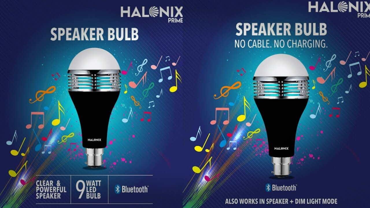 Halonix B22d 9-Watt LED Bluetooth Speaker Bulb (White and Yellow Light ...